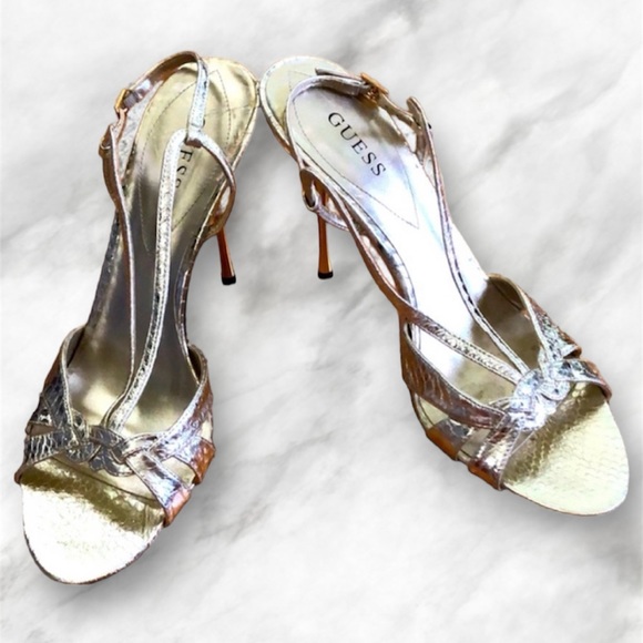 Guess | Shoes | Guess Metallic Snakeskin Heels | Poshmark